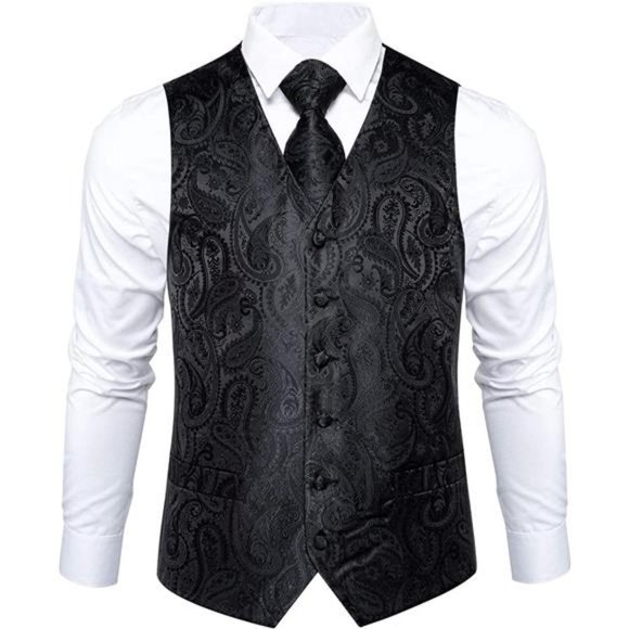 Jackets & Coats | Mens Wedding Paisley Suit Vest Black | Poshmark